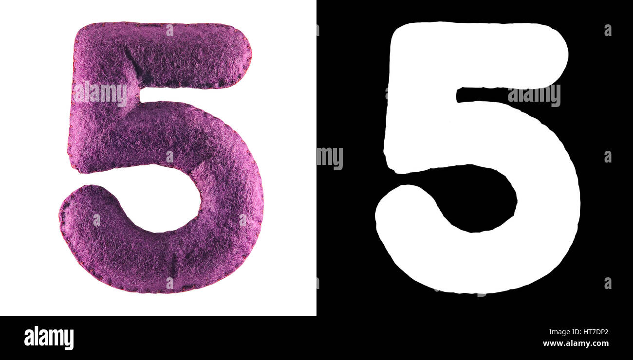 Number 5. Hand made number Five from purple felt. Set of numbers from ...