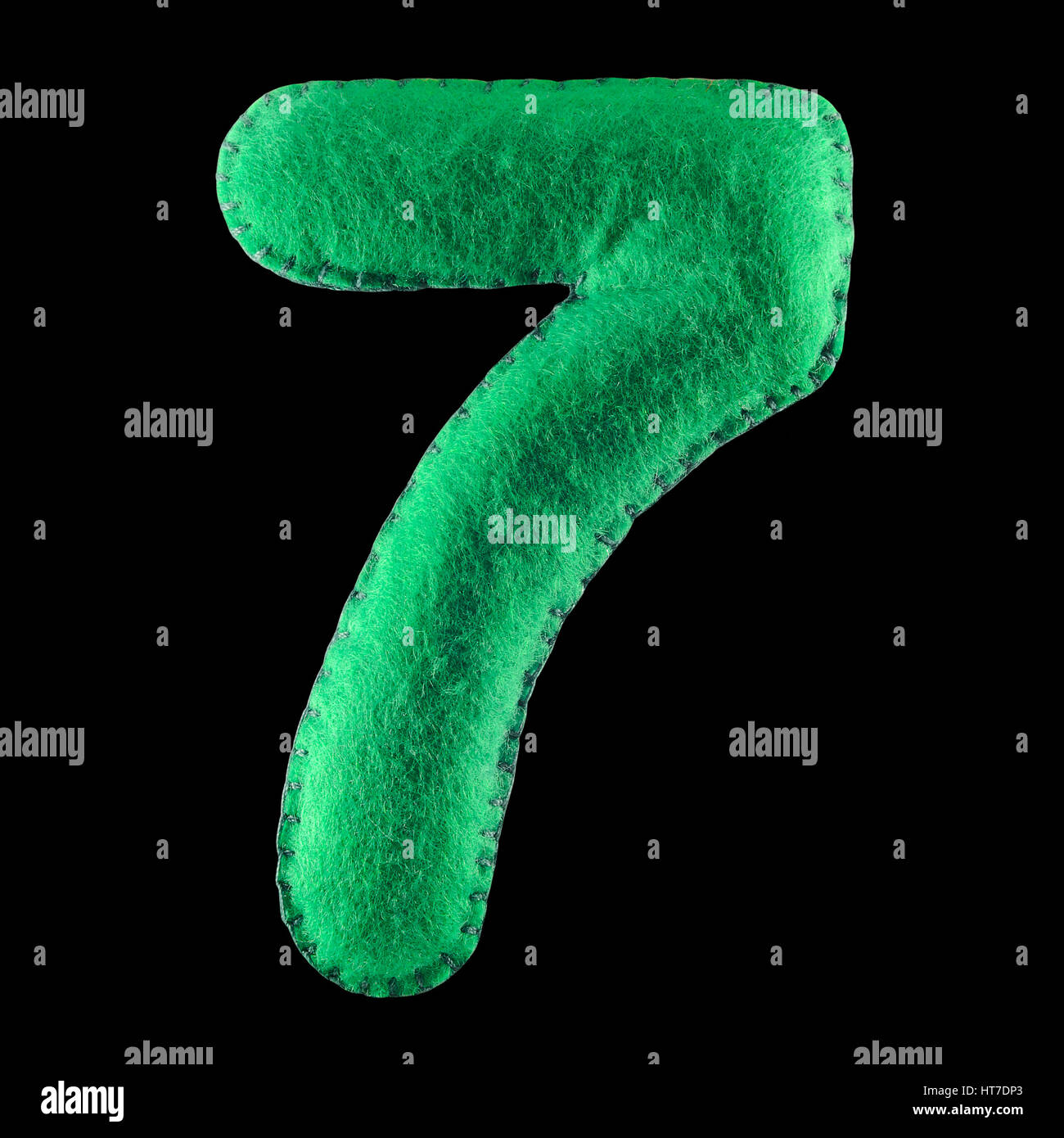 Number 7. Hand made number Seven from green felt. Set of numbers from ...