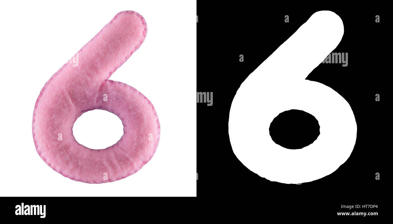 Number 6. Hand made number Six from pink felt. Set of numbers from ...