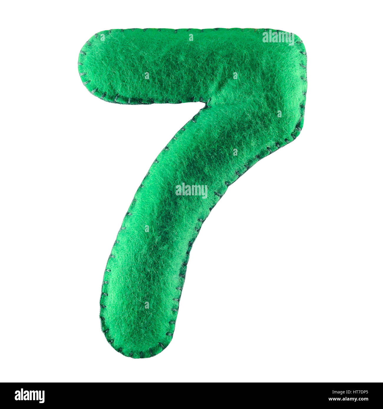 Number 7. Hand made number Seven from green felt. Set of numbers from ...