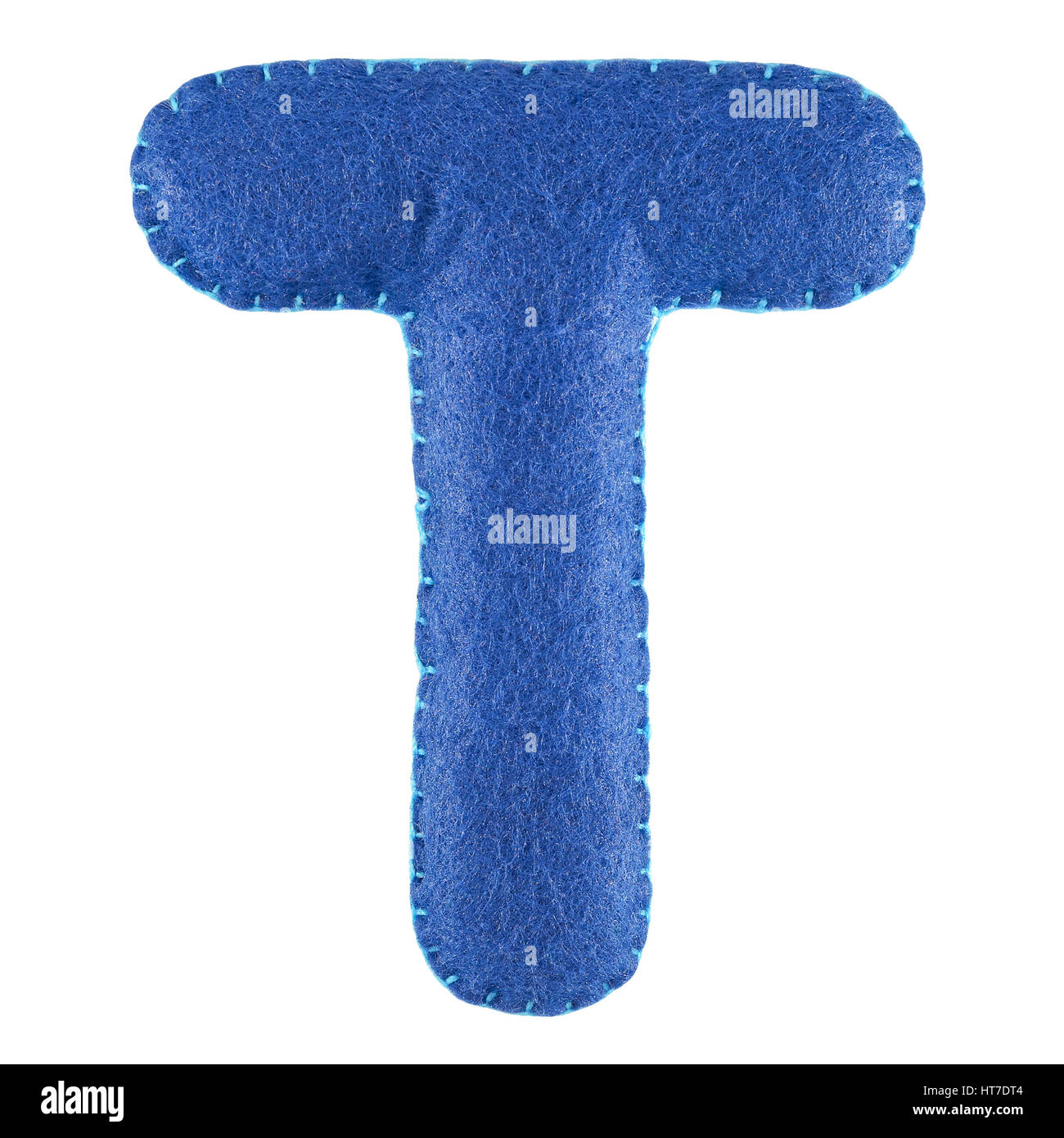 T- letter from blue felt. Collection of colorful handmade English ...