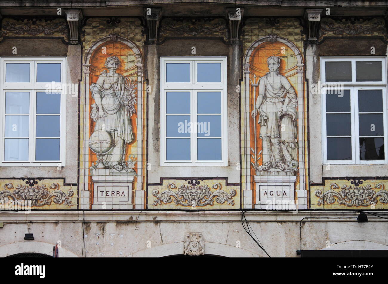 Typical portuguese windows with azulejo tiles Stock Photo - Alamy