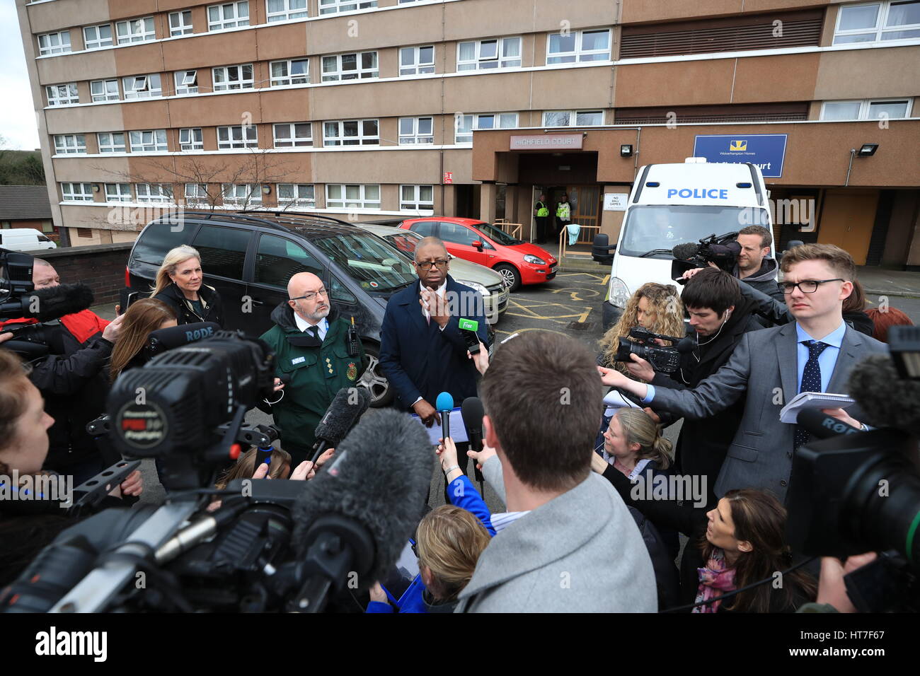 Superintendent Keith Fraser of West Midlands Police (centre) speaks to ...