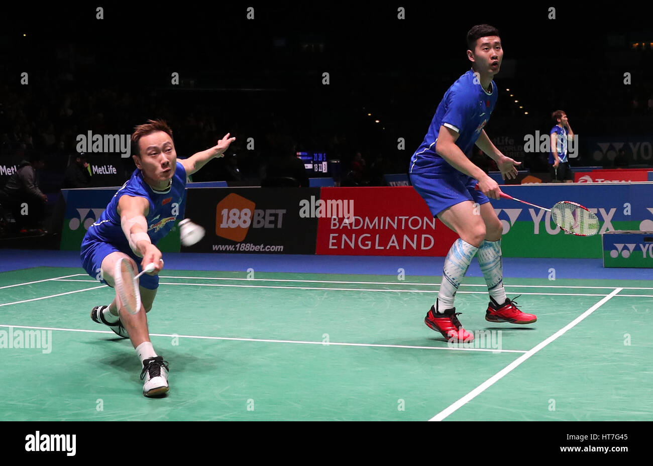China's Liu Cheng (right) and Zhang Nan in action during the Men's ...