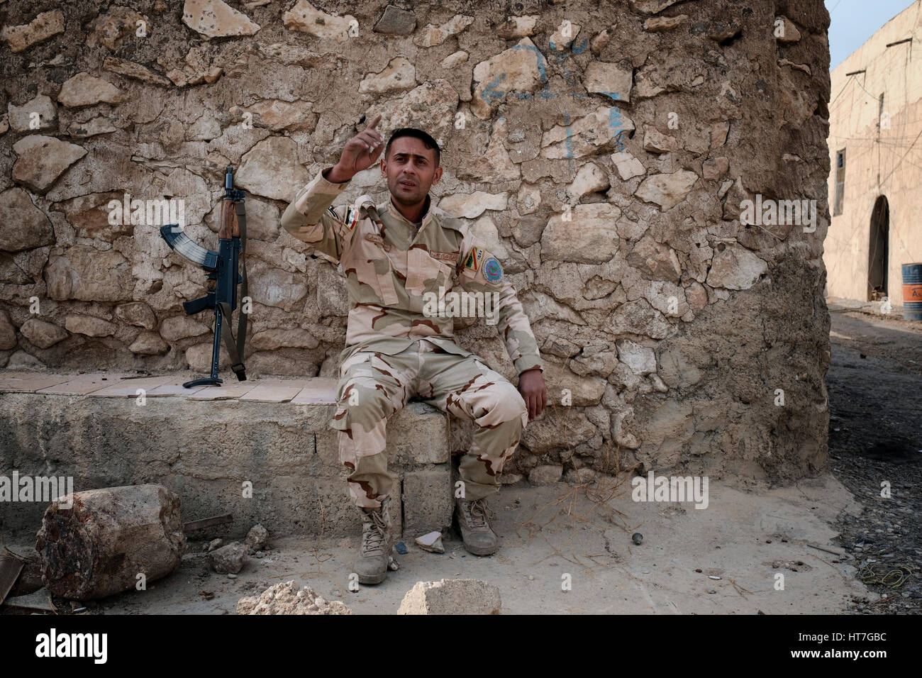 Christian Malitia fighter in town of Karemlash after its liberation ...