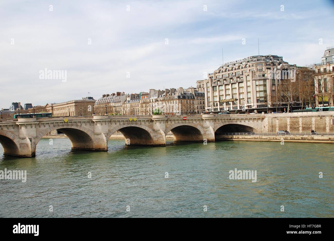 The Pont Neuf bridge over the River Seine in Paris, France. The oldest ...