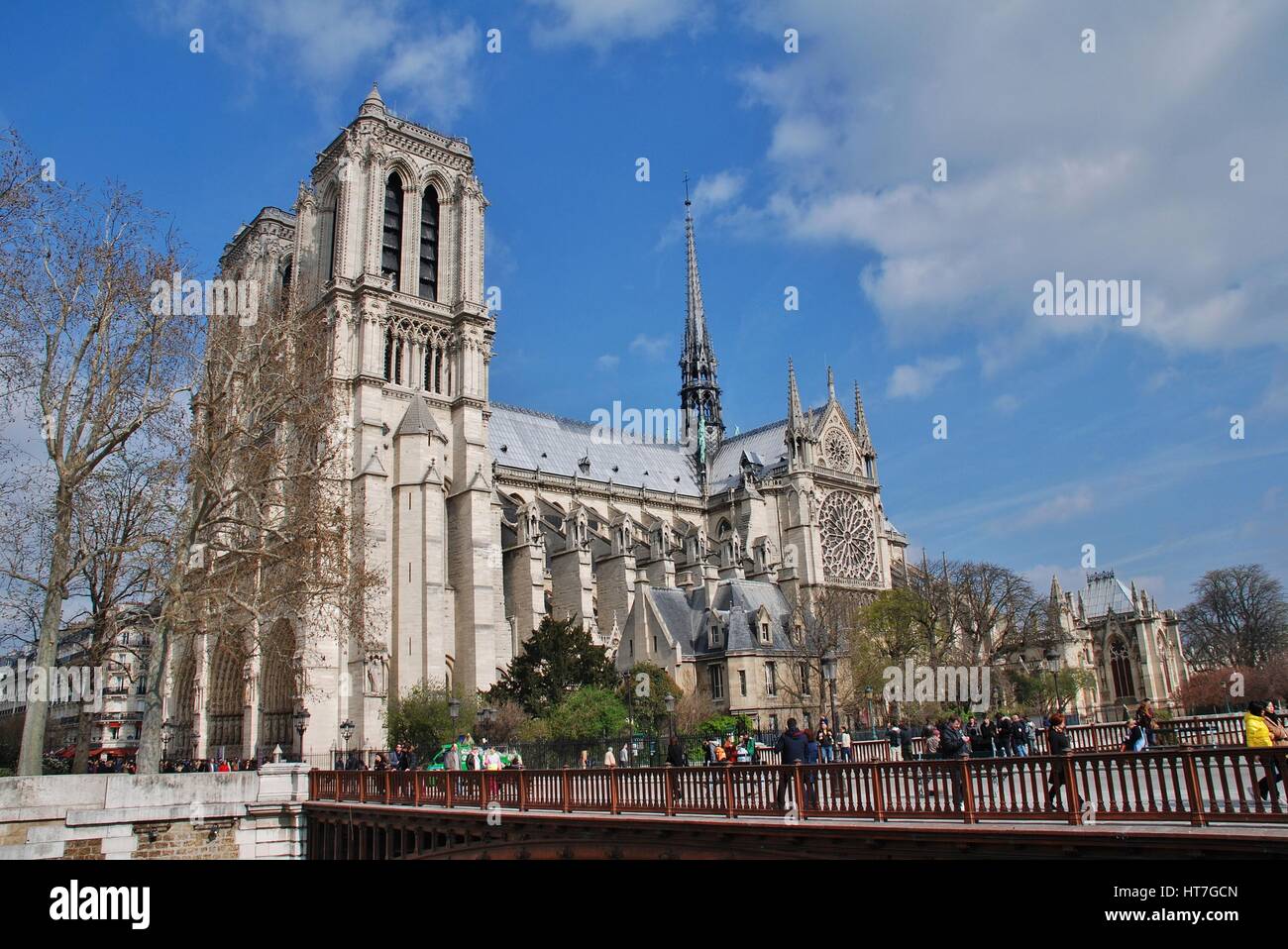 Exterior of Notre Dame cathedral in Paris, France. Building first ...
