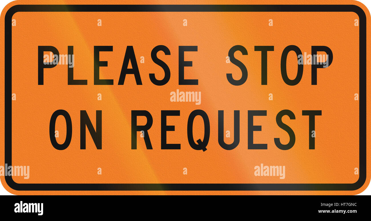 New Zealand road sign - Please stop on request for flagman Stock Photo ...