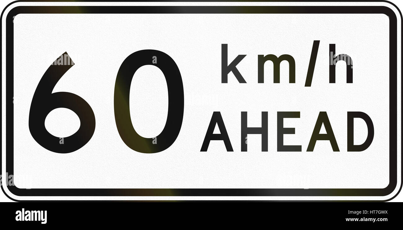 New Zealand road sign - Road works speed limit ahead, 60 kmh Stock ...