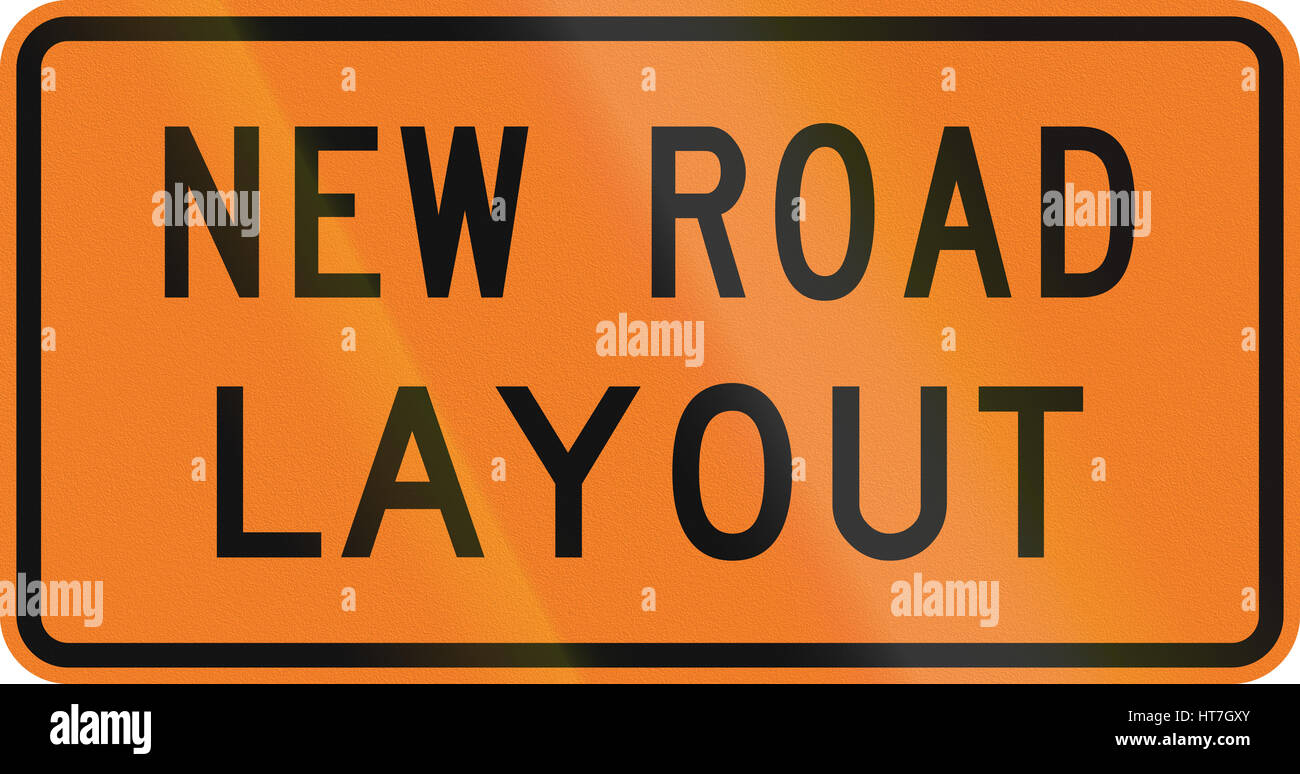 New Zealand road sign - New road layout ahead Stock Photo - Alamy