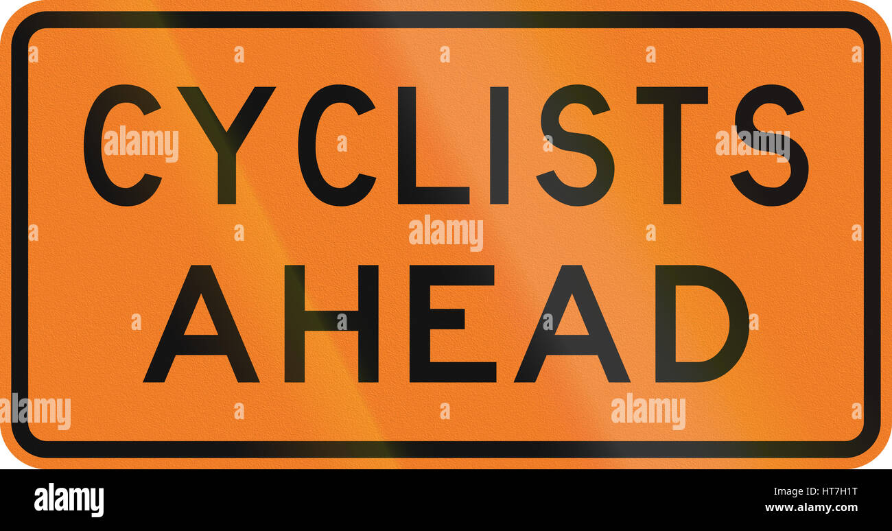 New Zealand road sign - Cyclists ahead Stock Photo - Alamy