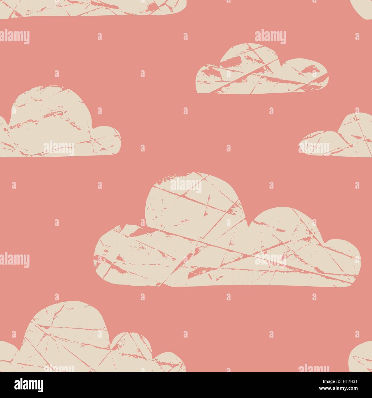 Cute seamless pattern with simple hand drawn textured clouds Stock ...
