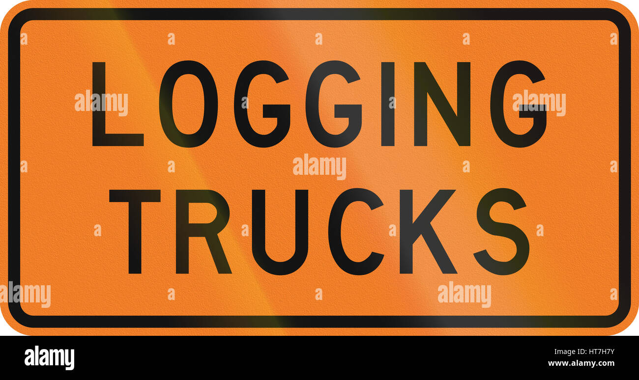 New Zealand road sign - Logging trucks Stock Photo - Alamy