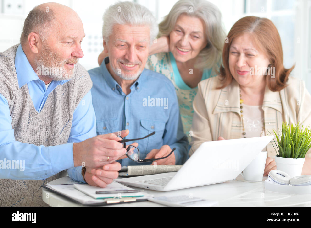 Older people with a laptop Stock Photo - Alamy