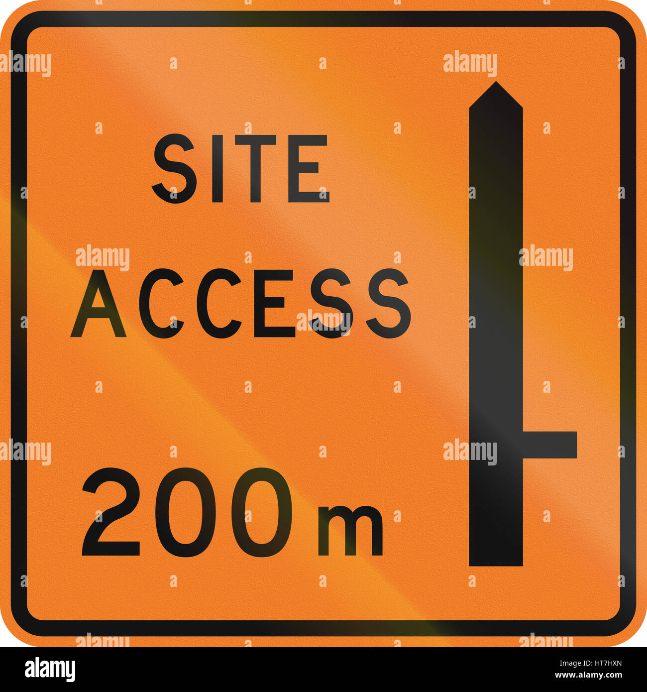 New Zealand road sign - Works site access 200 metres ahead on right ...