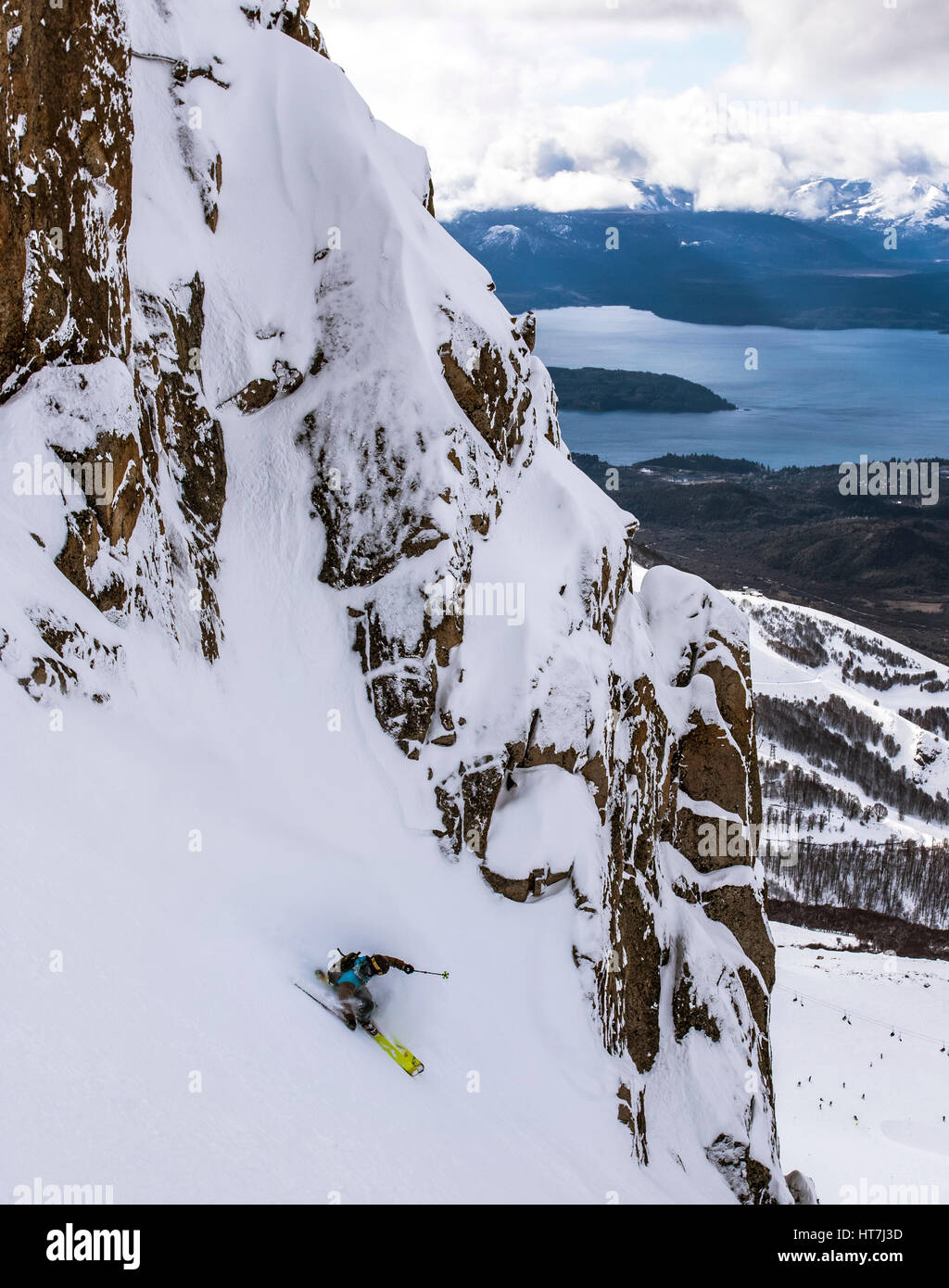 A Skier Makes A Powder Turn And Sprays Snow Into The Air After Ski ...