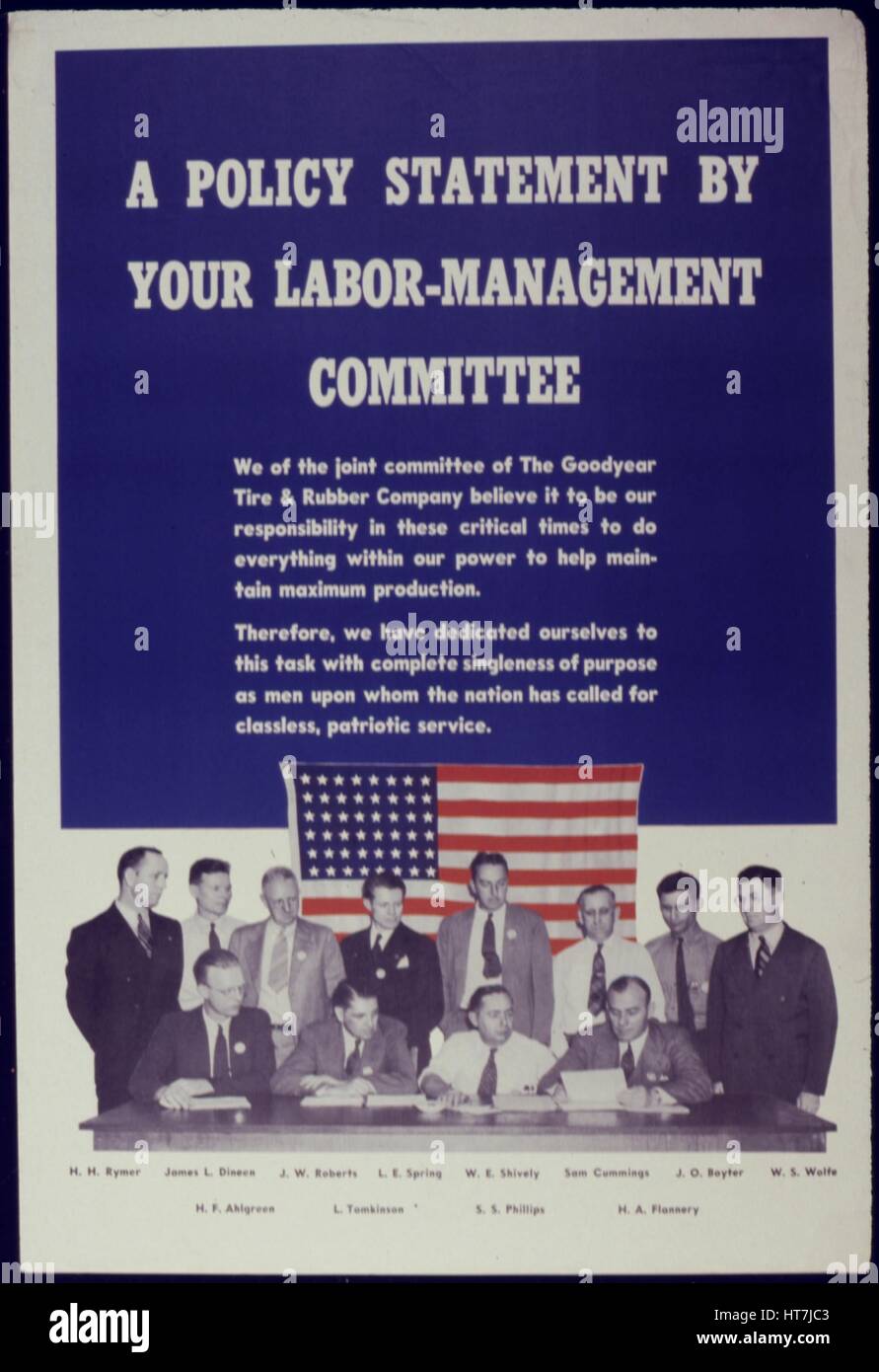 Poster featuring a statement that the joint committee of the Goodyear ...