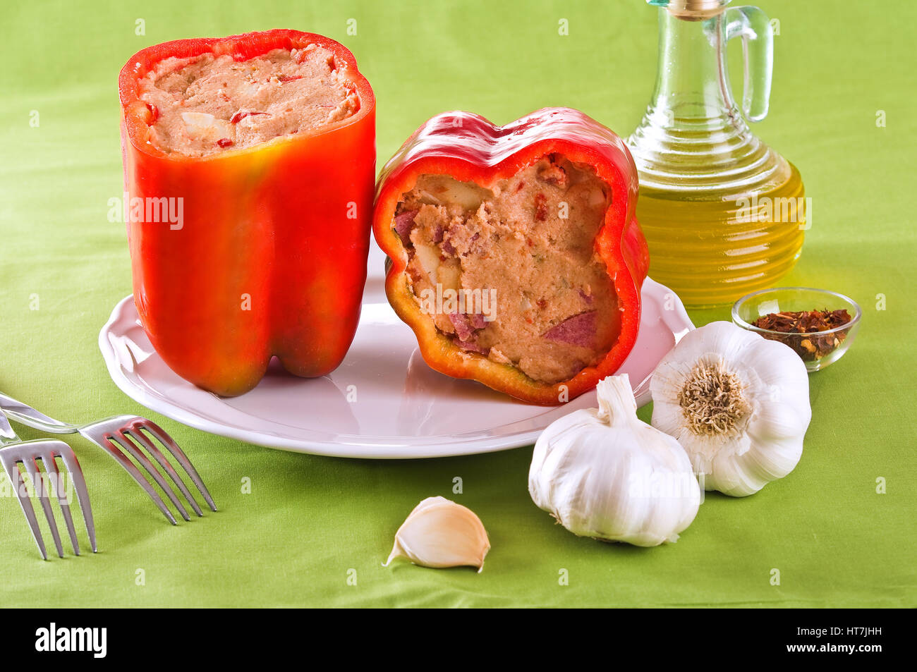 Raw stuffed peppers Stock Photo - Alamy