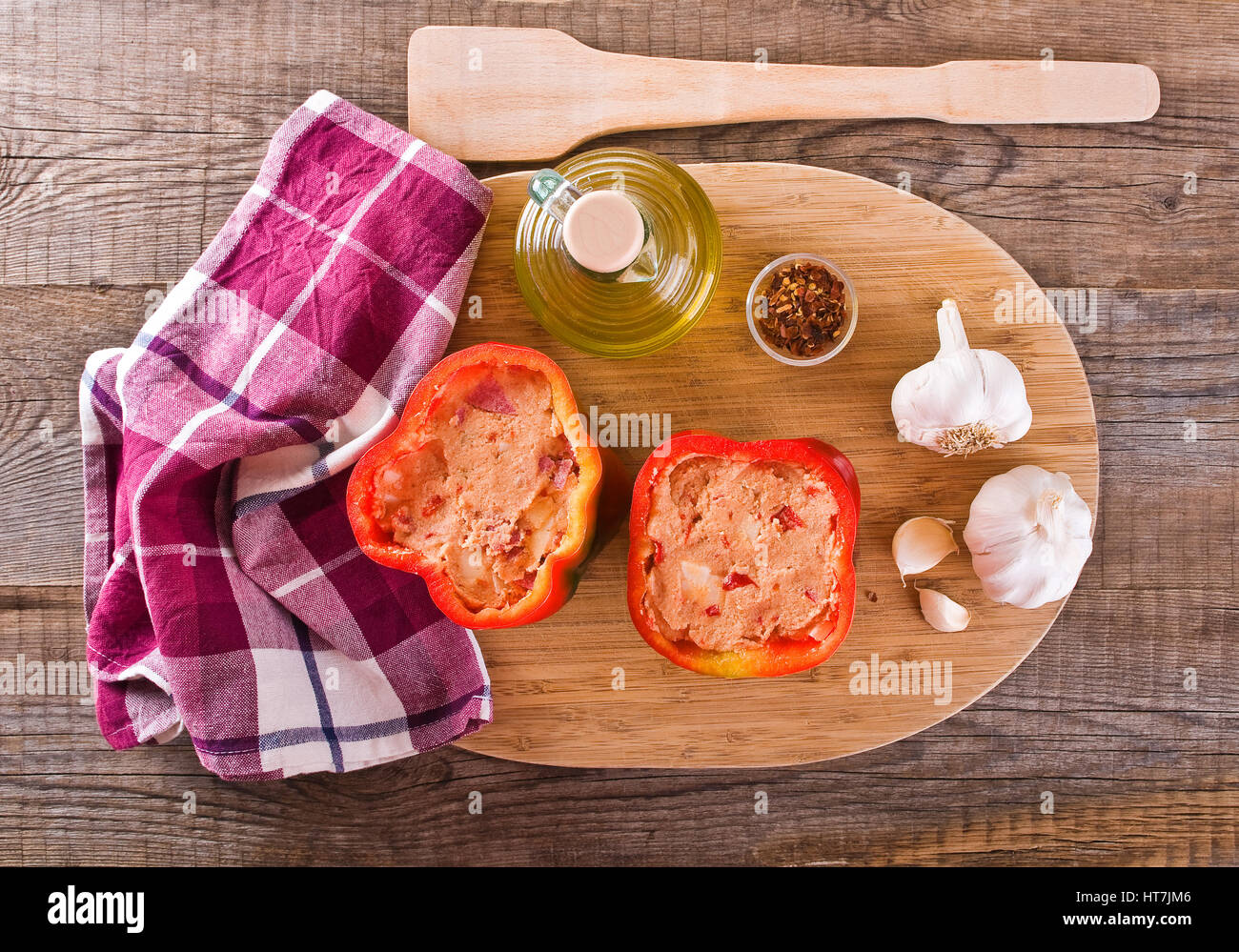 Raw stuffed peppers Stock Photo - Alamy