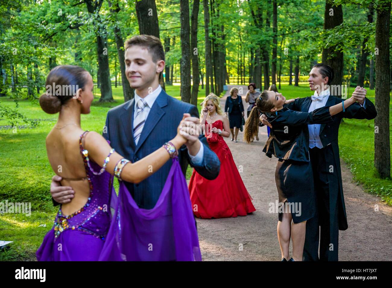 Young People Dancing Tango In Park At Saint Petersbug, Russia Stock ...