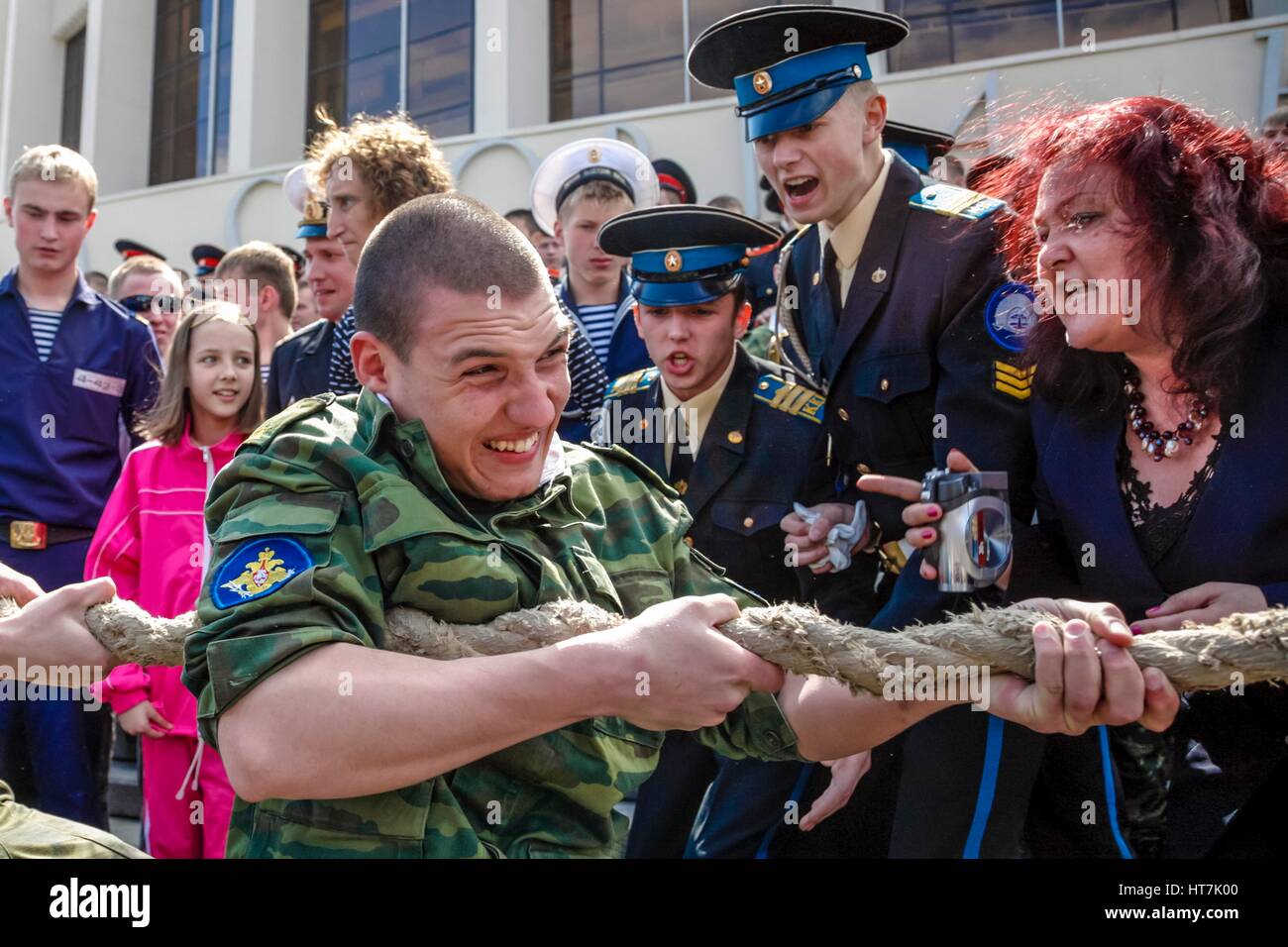 Close-up Of A Russian Cadets Competing In A Game Of Tug-of-war Stock ...
