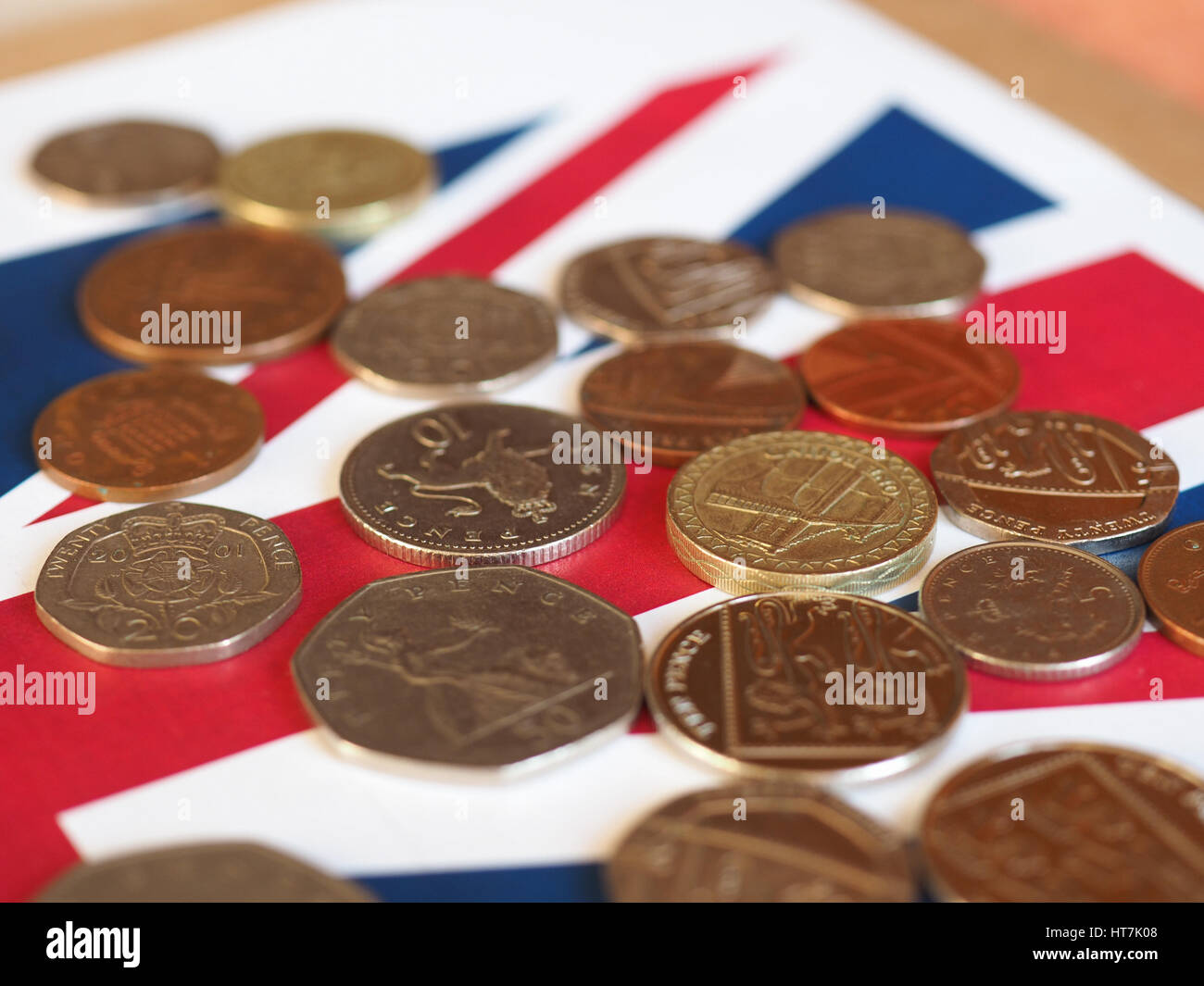 Pound coins money (GBP), currency of United Kingdom, over the Union ...
