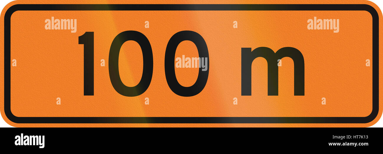New Zealand road sign - 100 metres ahead Stock Photo - Alamy