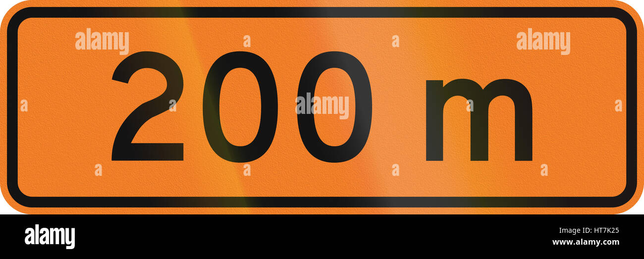 New Zealand road sign - 200 metres ahead Stock Photo - Alamy