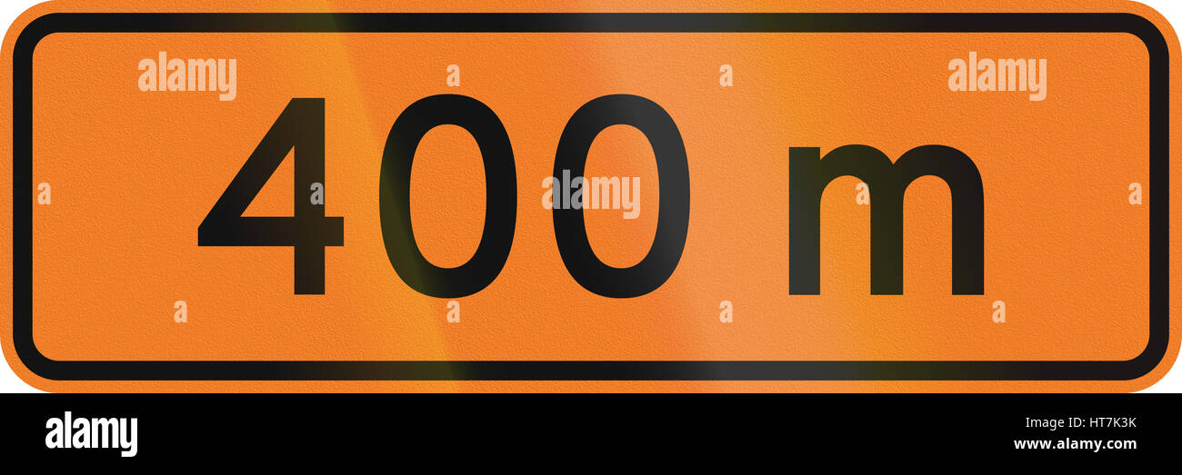 New Zealand road sign - 400 metres ahead Stock Photo - Alamy