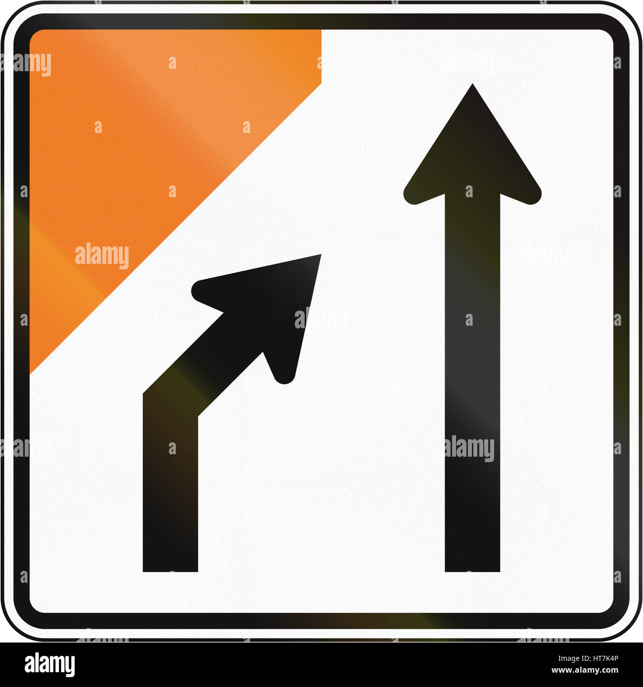 New Zealand road sign - Left lane closed ahead Stock Photo - Alamy