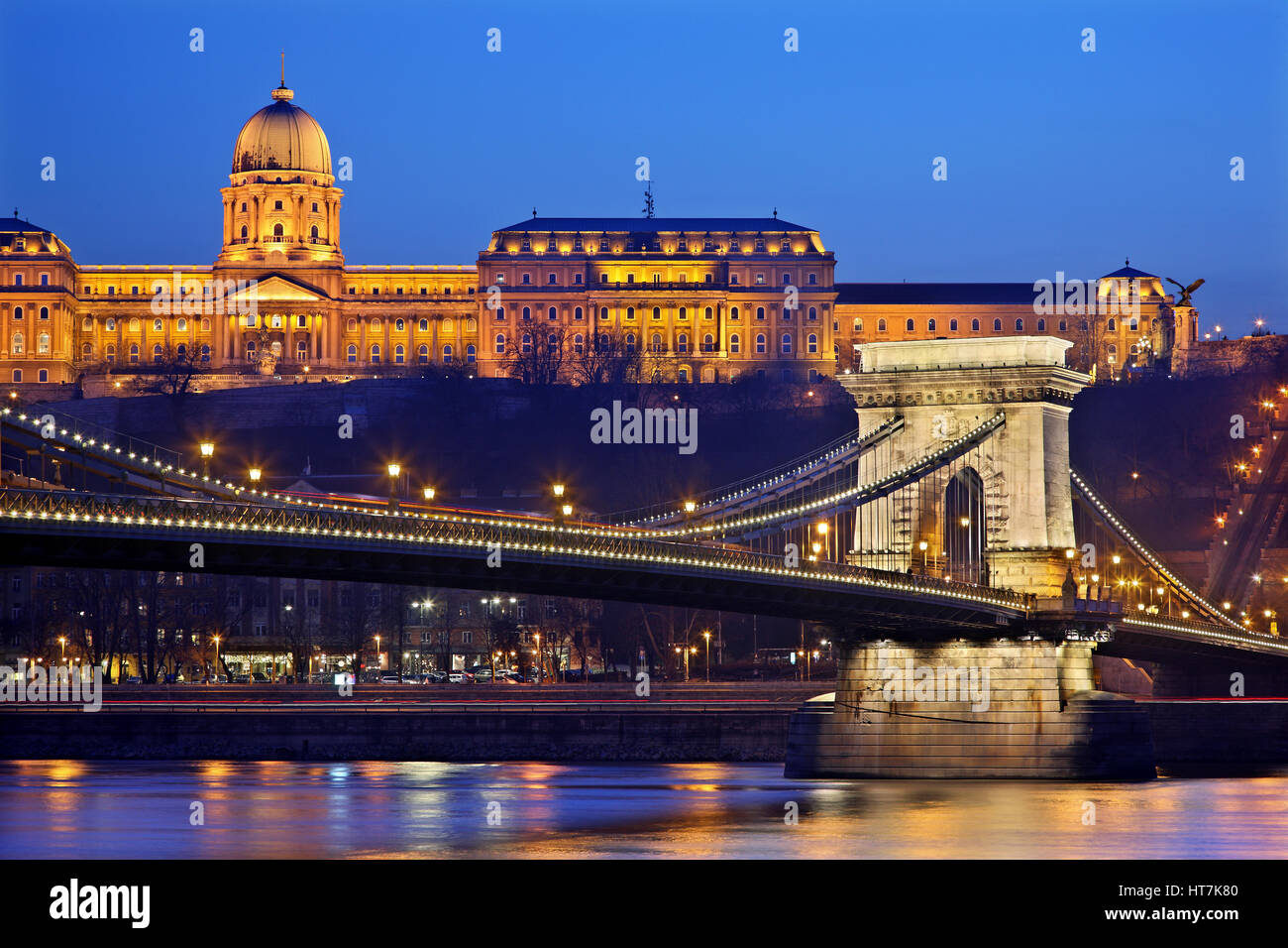 The Danube, Széchenyi bridge (or "Chain Bridge") and the Royal Palace ...