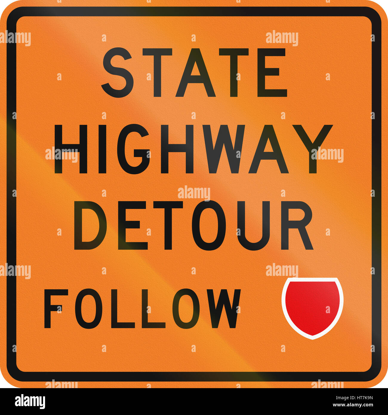 New Zealand road sign - Detour ahead, follow state highway shield Stock ...