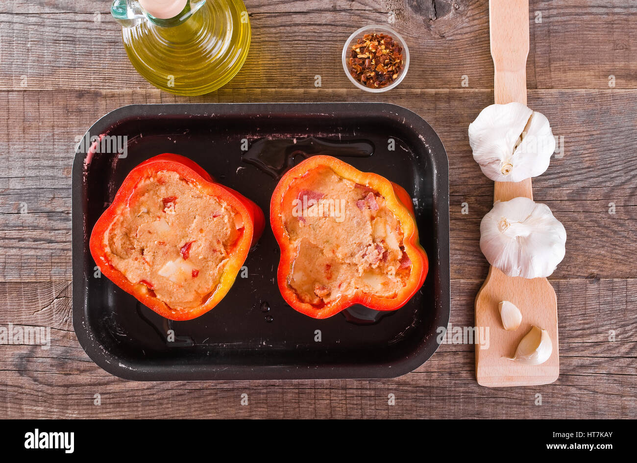 Raw stuffed peppers Stock Photo - Alamy
