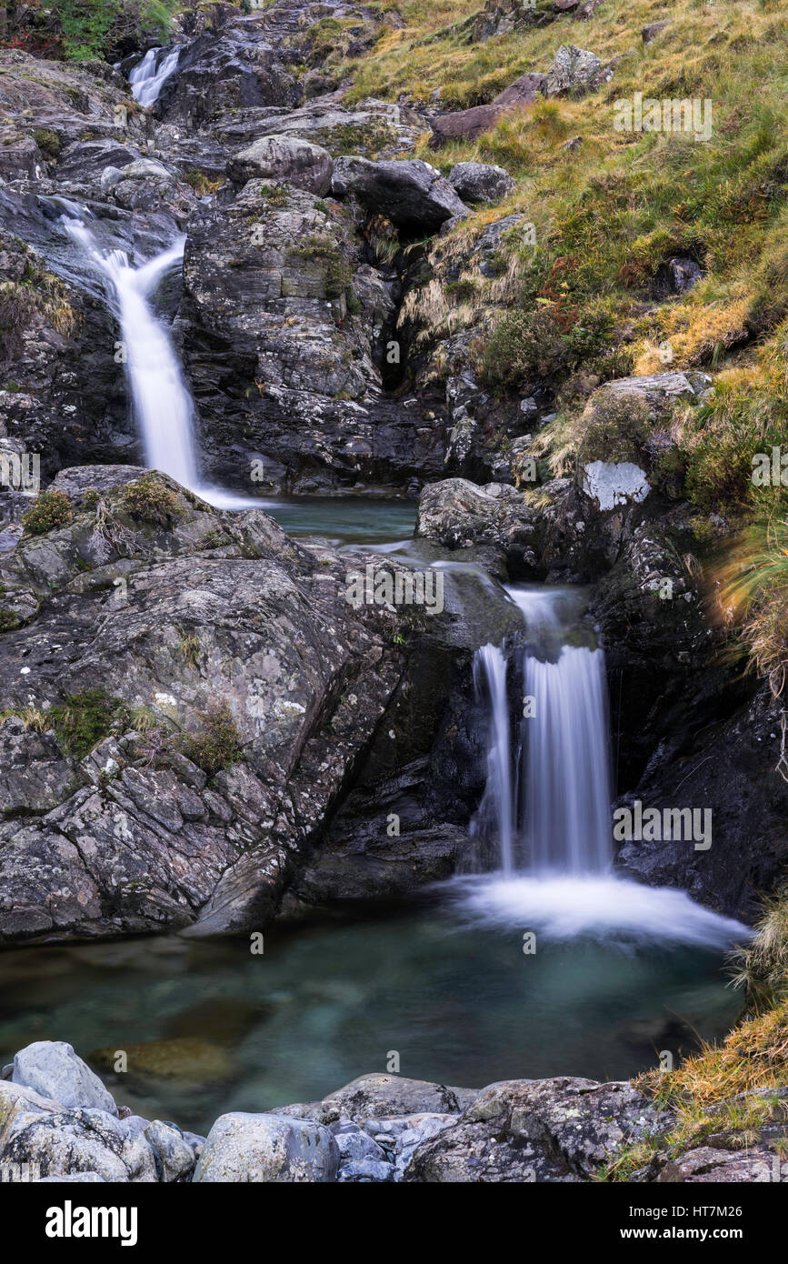 Waterfall, Warnscale beck. The beck flows down to Buttermere, in the ...