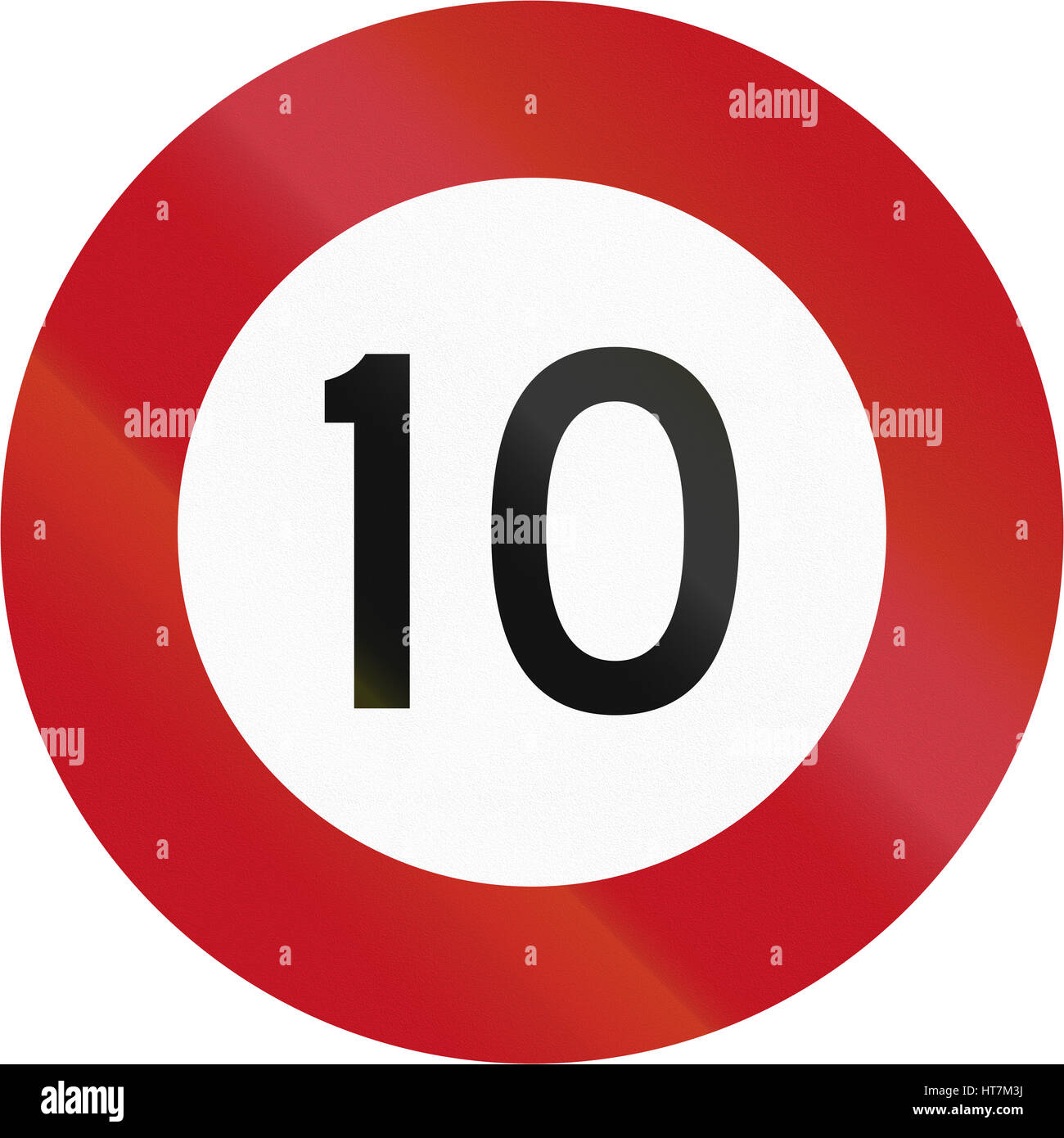 New Zealand road sign R1-1 - 10 kmh limit Stock Photo - Alamy