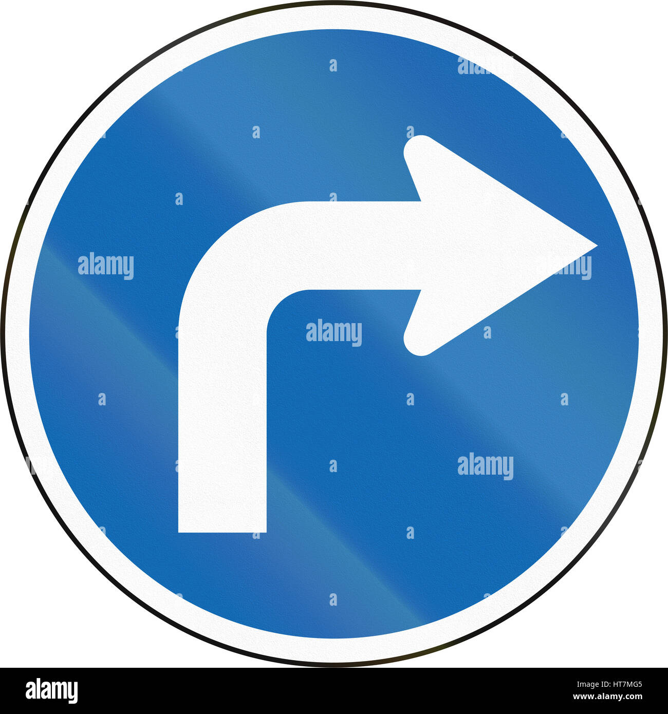 New Zealand road sign RG-13 - Turn right Stock Photo - Alamy