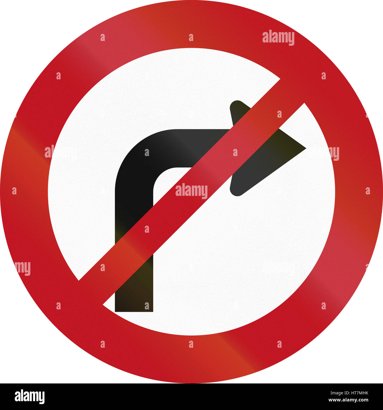 New Zealand road sign RG-7 - No right turn Stock Photo - Alamy