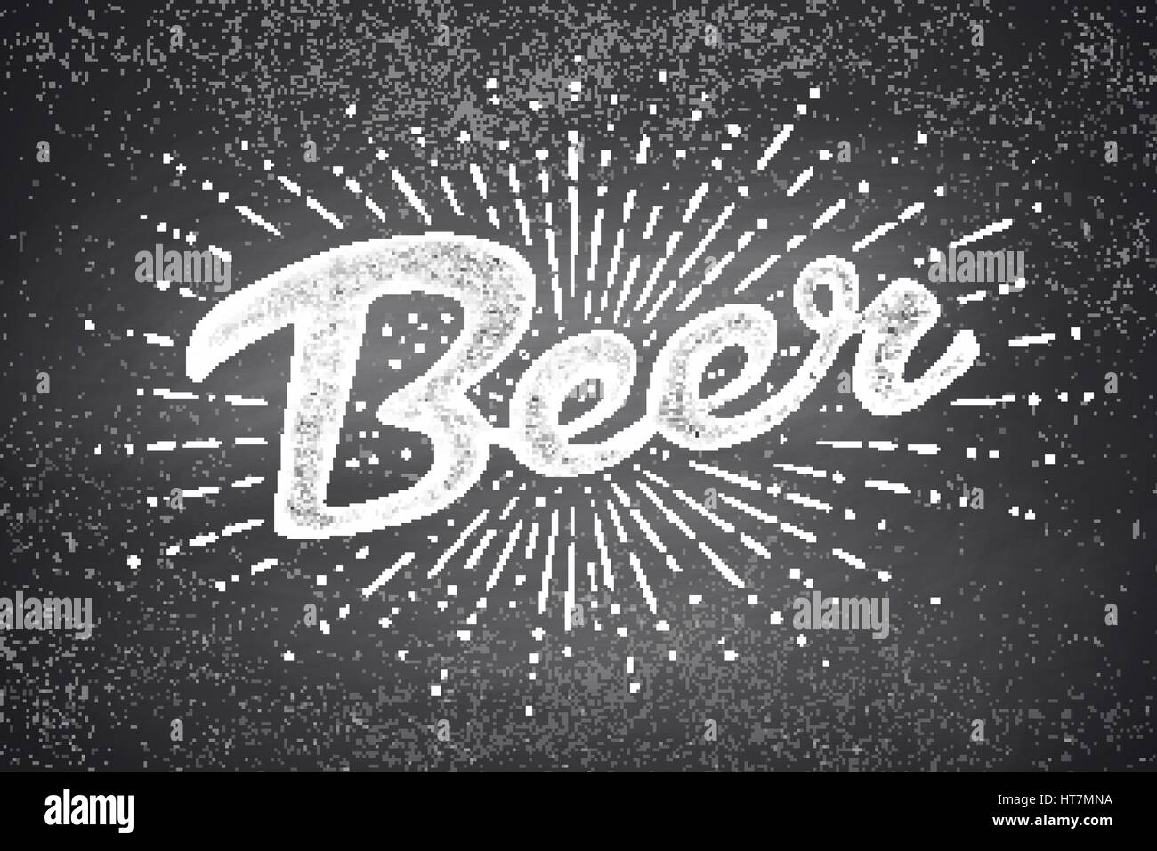 Hand drawn lettering Beer on chalkboard background. Monochrome vintage ...