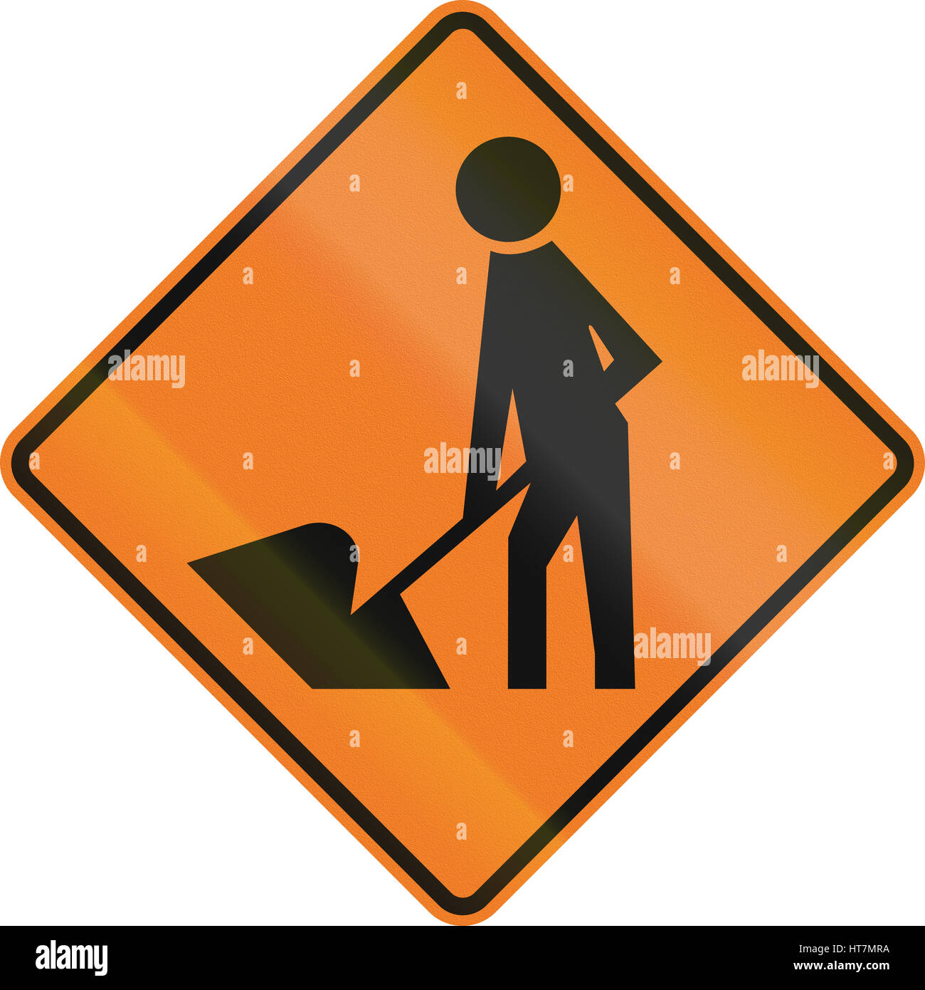New Zealand road sign - Road Workers ahead, use extra caution Stock ...