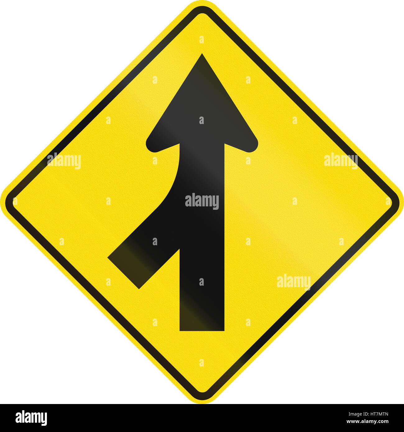 New Zealand road sign PW-4 - Merging traffic from left Stock Photo - Alamy