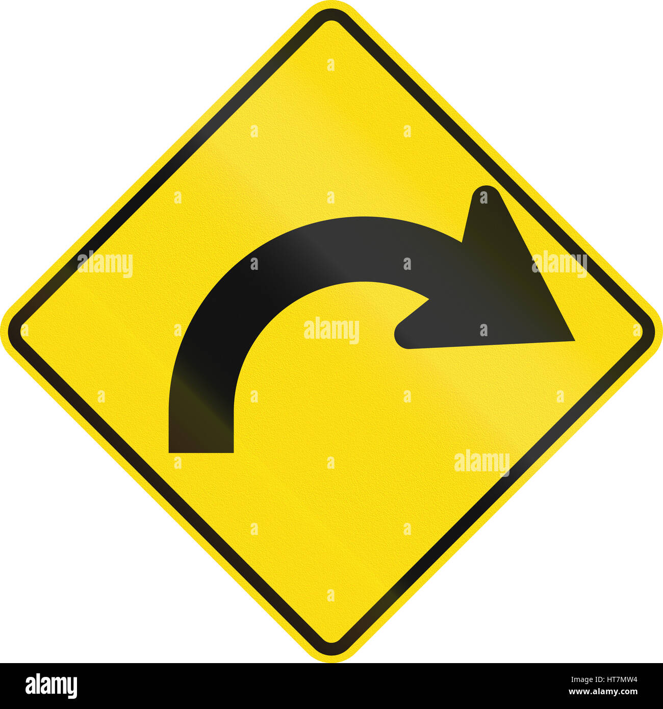 New Zealand road sign - Curve between 90 degrees and 120 degrees to ...