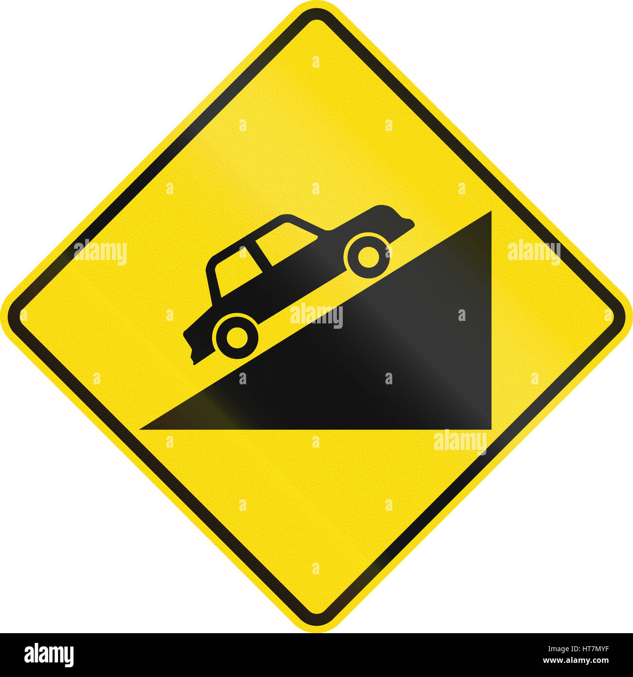 New Zealand road sign PW-27.1 - Steep upward grade Stock Photo - Alamy