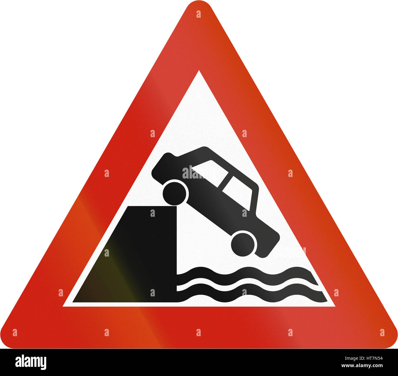 Norwegian road warning sign - Quayside or edge of water Stock Photo - Alamy