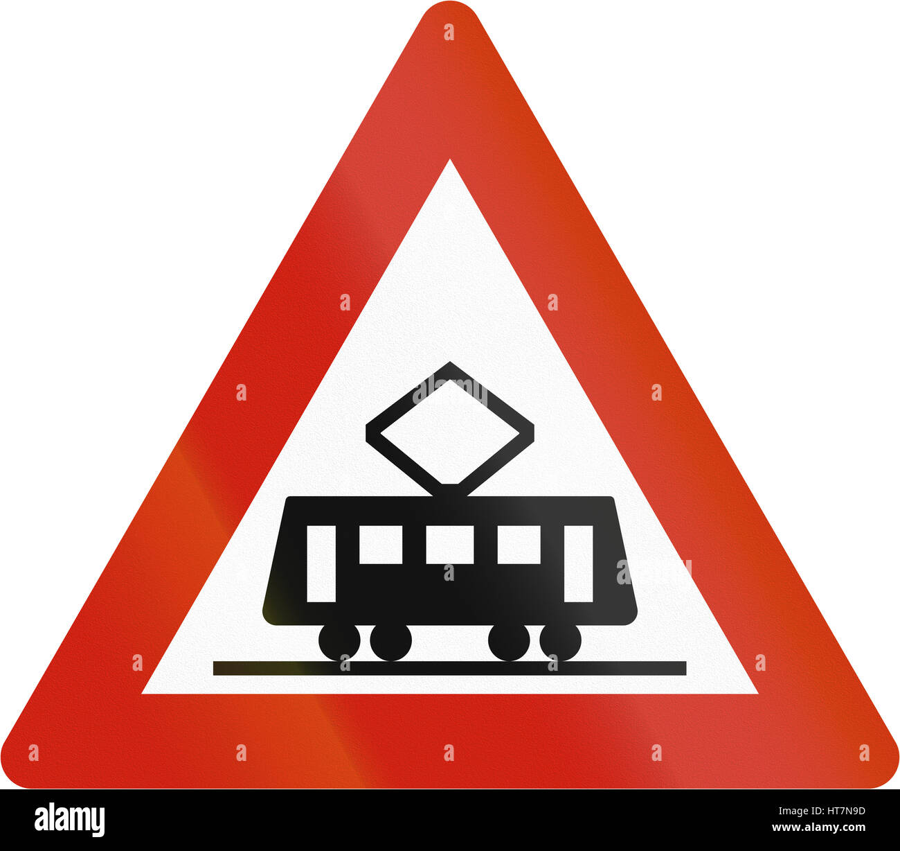 Traffic Sign Tram On Road Stock Photos & Traffic Sign Tram On Road ...