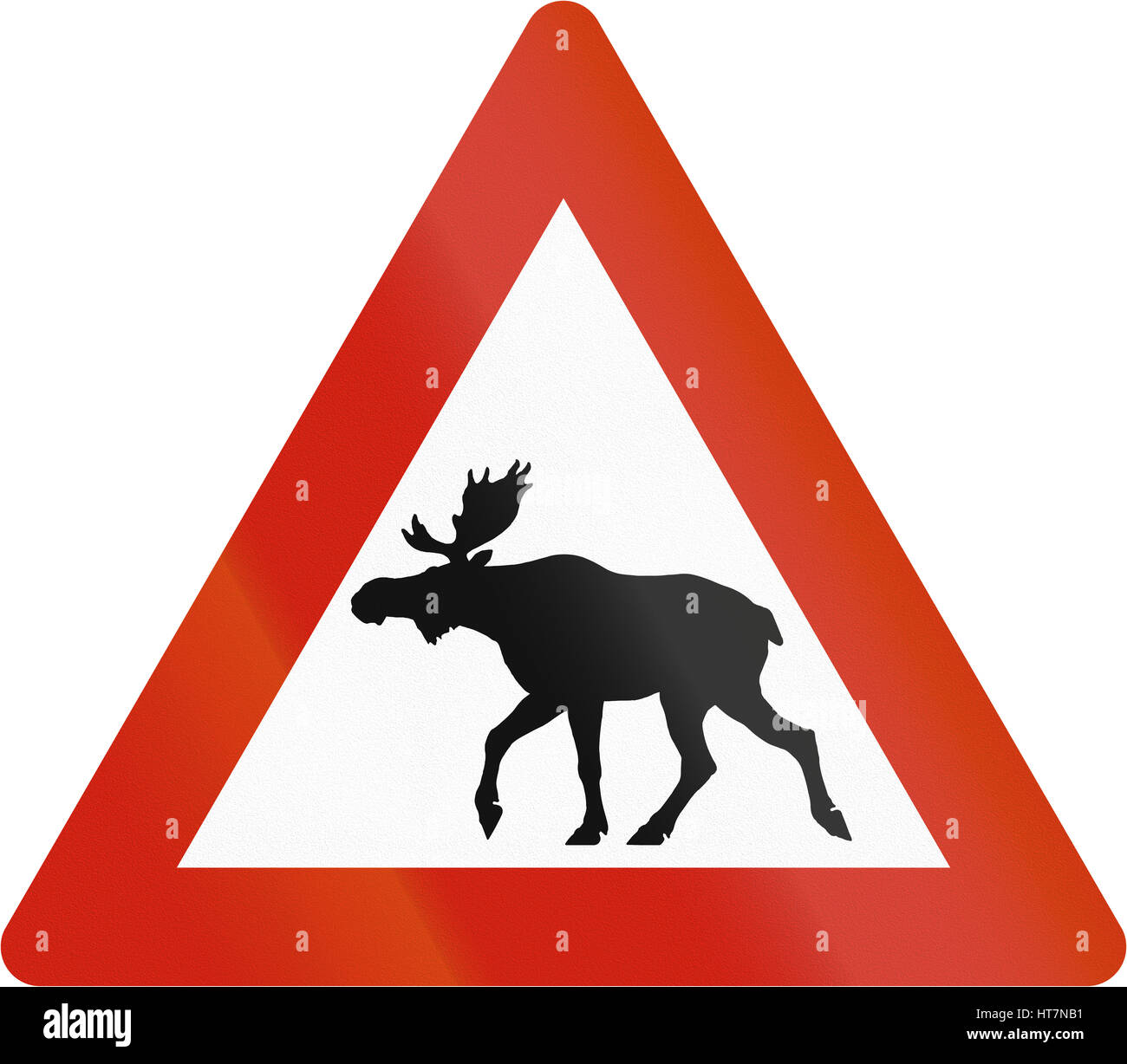 Norwegian road warning sign - Moose crossing Stock Photo - Alamy