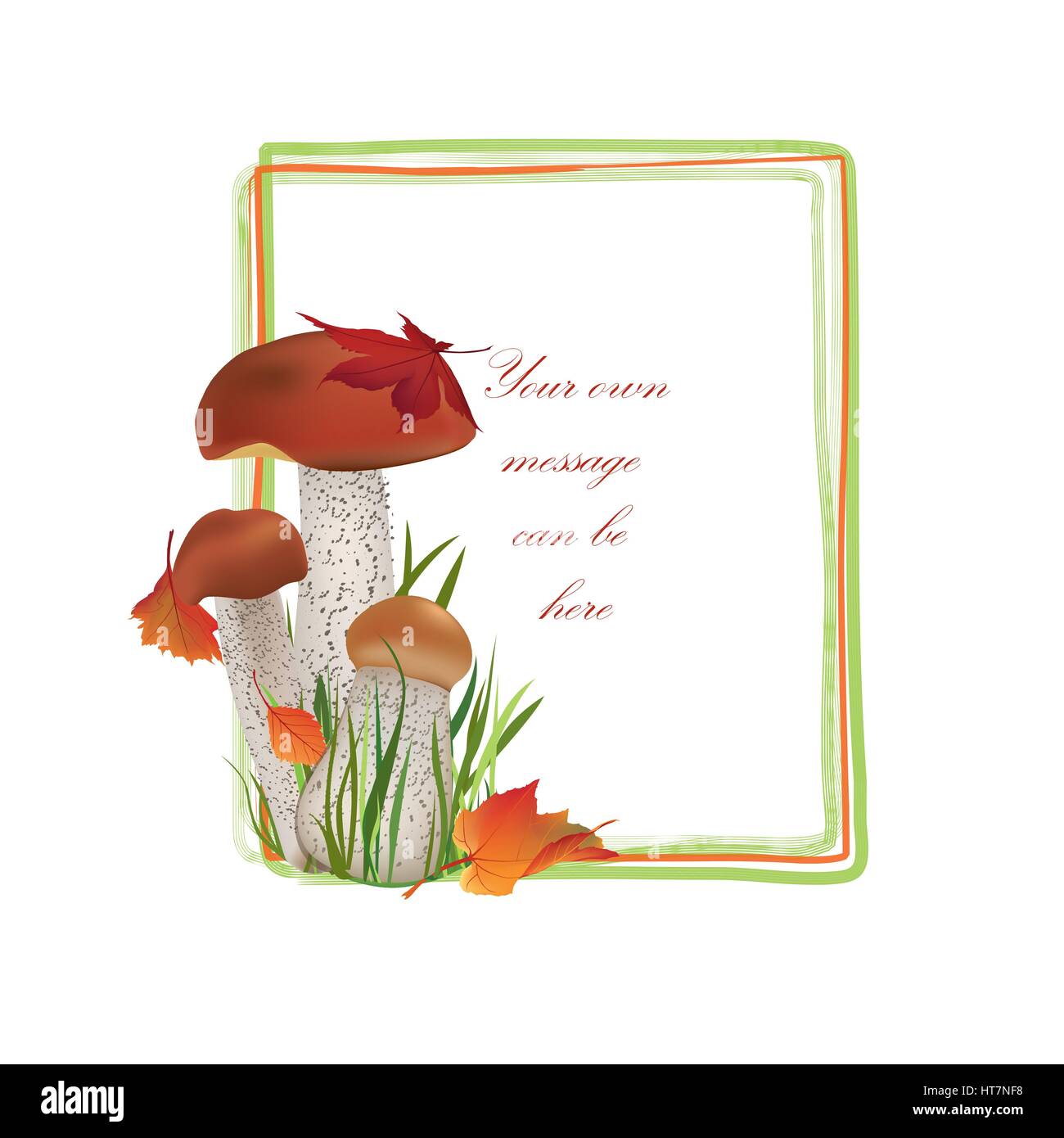 Autumn frame. Mushrooms Chanterelle mushroom vector background with ...