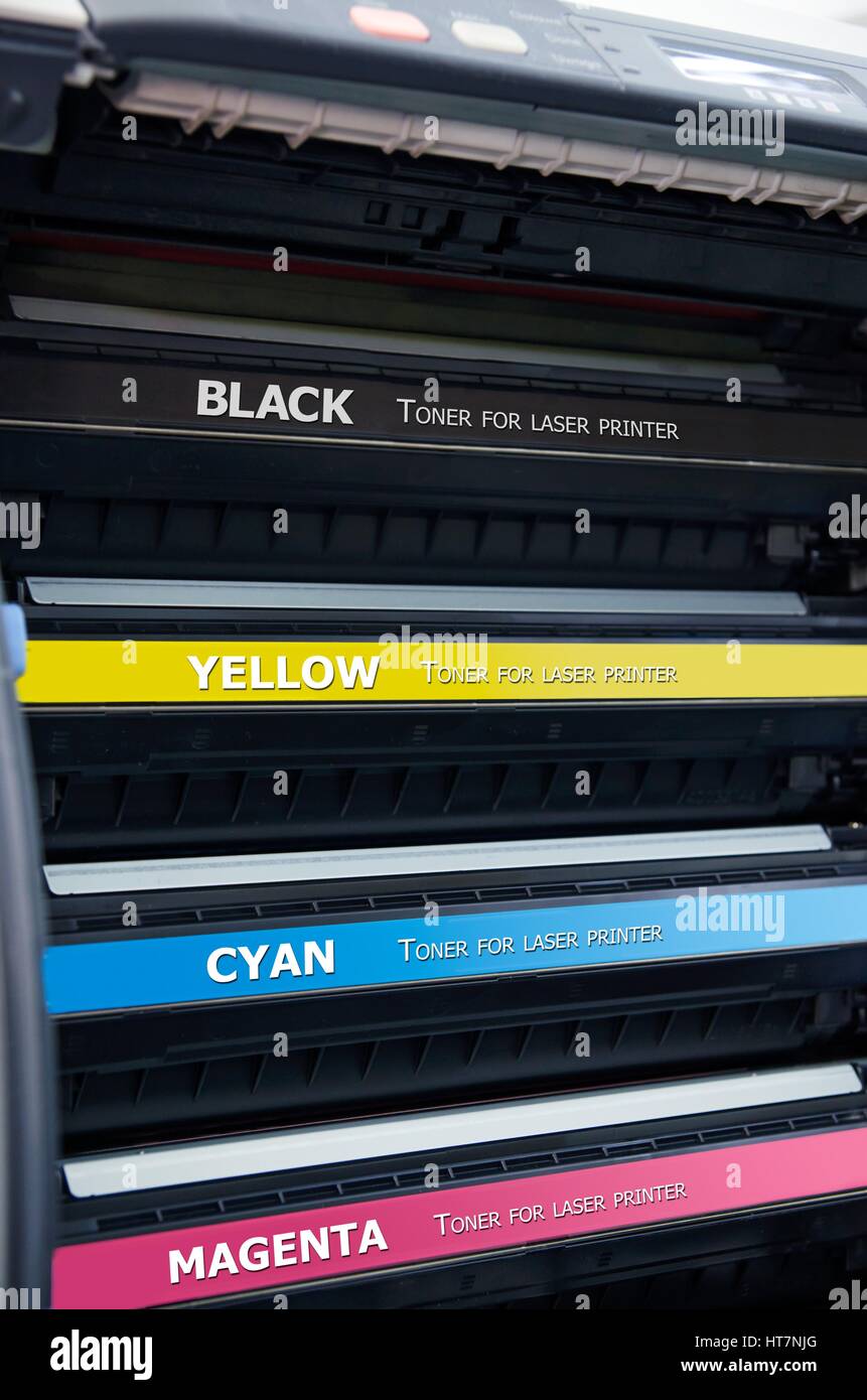 Color laser printer toners cartridges Stock Photo - Alamy