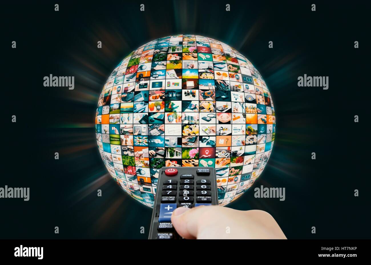Television broadcast multimedia sphere globe in space abstract ...