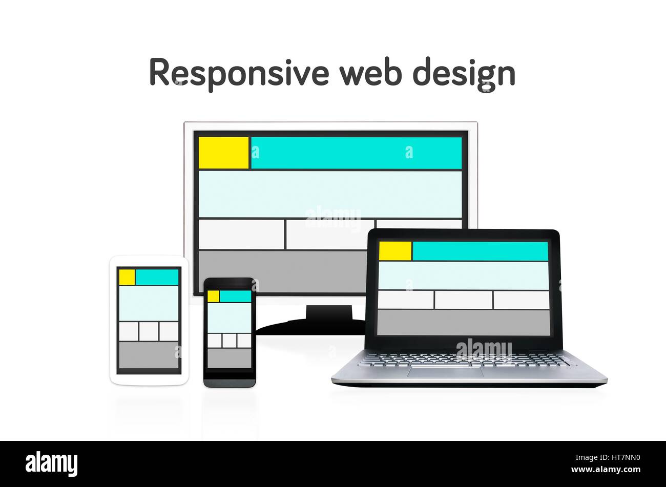 Responsive web design layout on different devices. Set on white ...