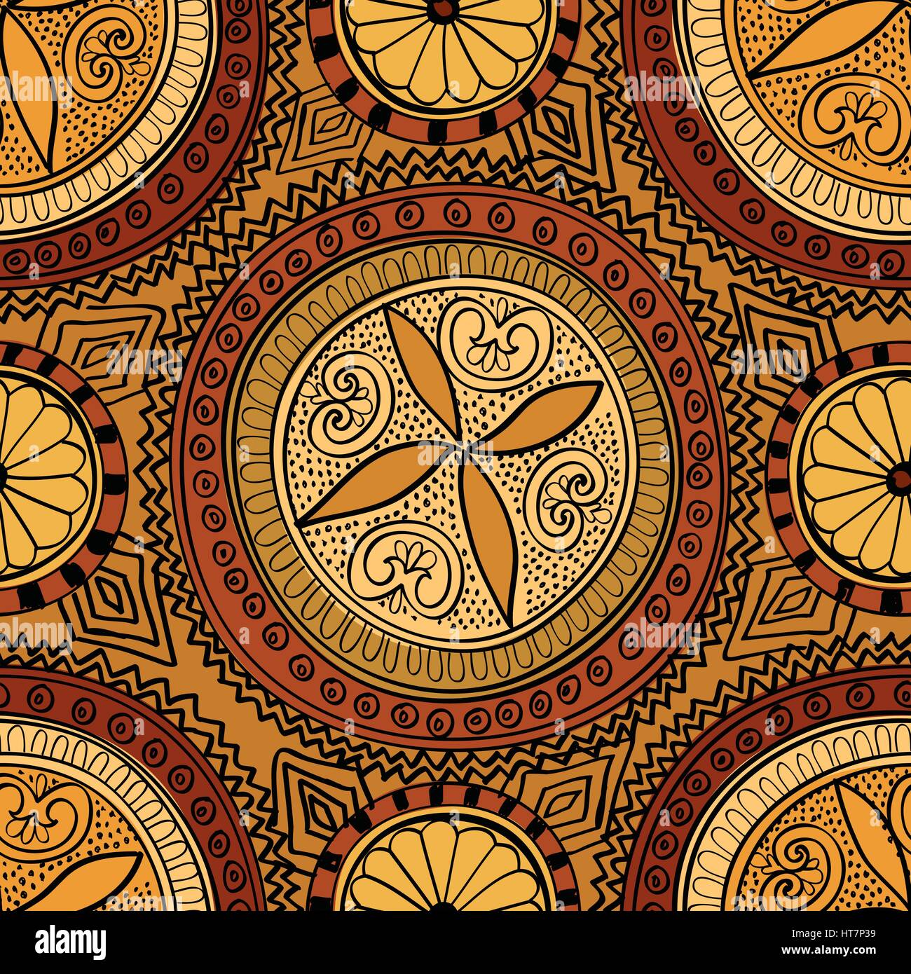 Abstract floral lacy ornament. geometric circle line oriental seamless ...